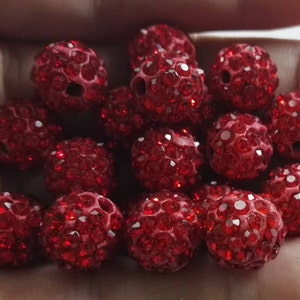 8mm 10mm Red Disco Ball Beads ,micro Pave Crystal,rhinestone Disco ...