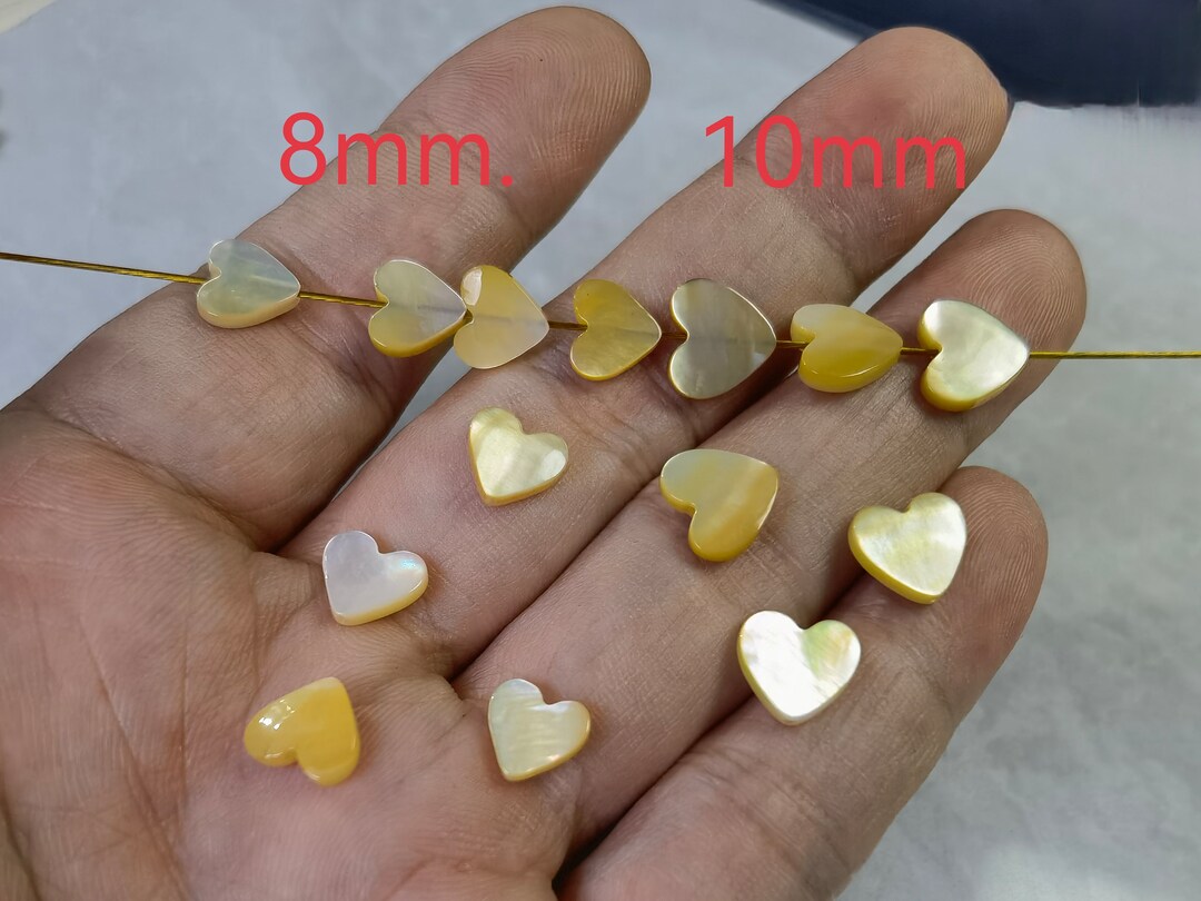 Yellow Mother of Pearl Heart Shape Beads ,8mm 10mm Yellow Shell Heart ...