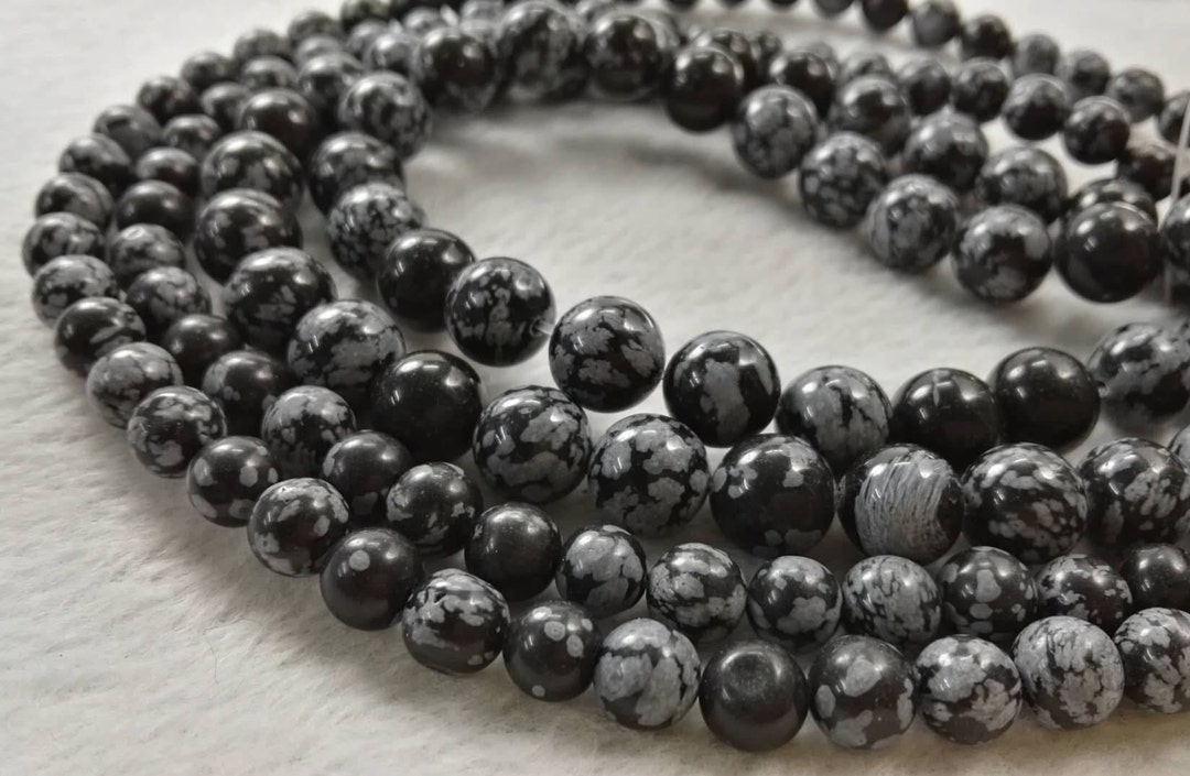 1 Full Strand 6mm 8mm 10mm Snowflake Jasper Beads , Semiprecious Stone ...
