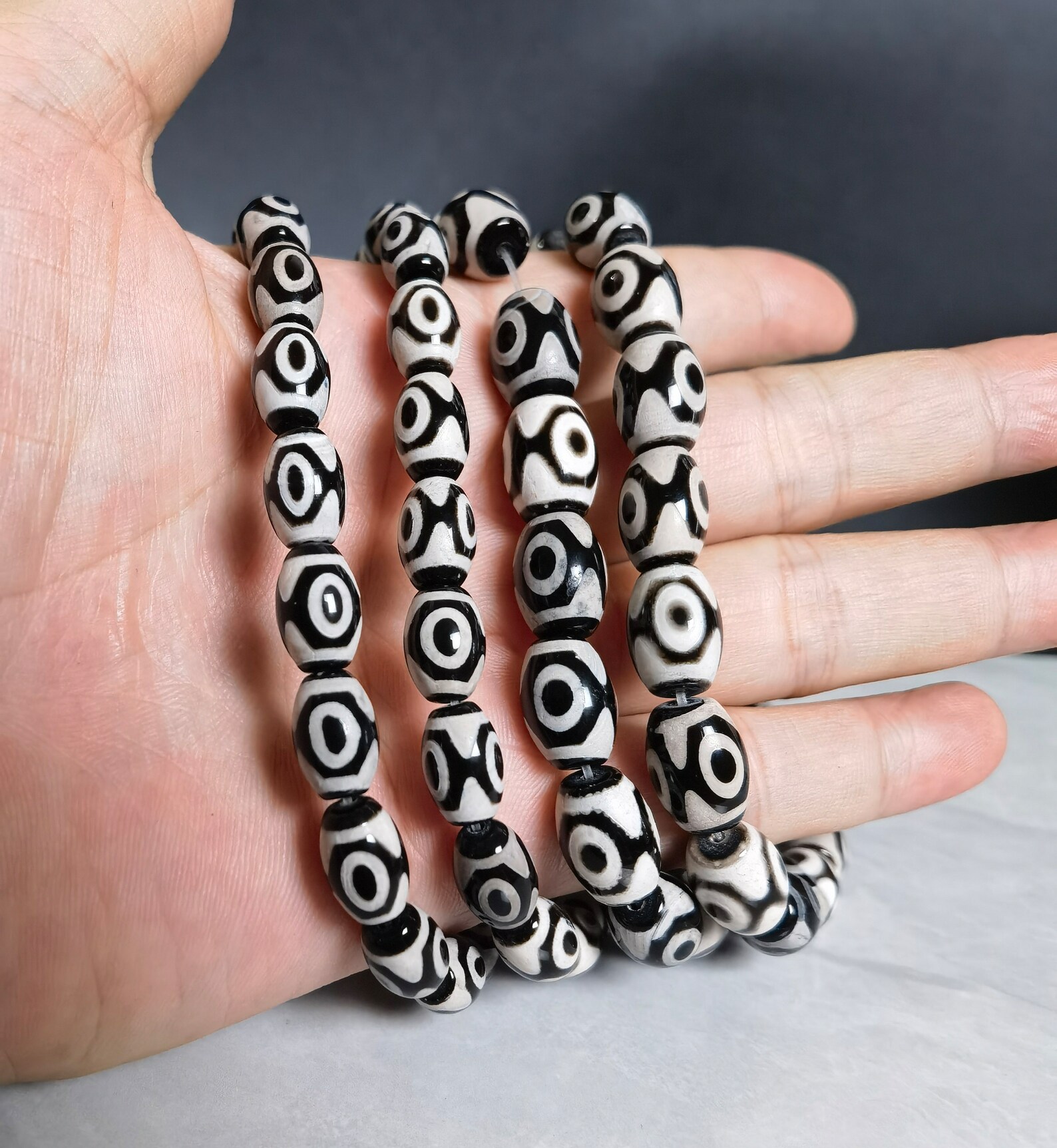 1 Full Strand Tibetan Dzi Agate Barrel Drum Beads ,tibetan Natural ...