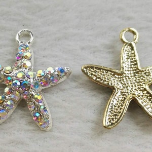 10 Pcs Rhinestone Starfish Pendants , Starfish Charms , 27x25mm ...