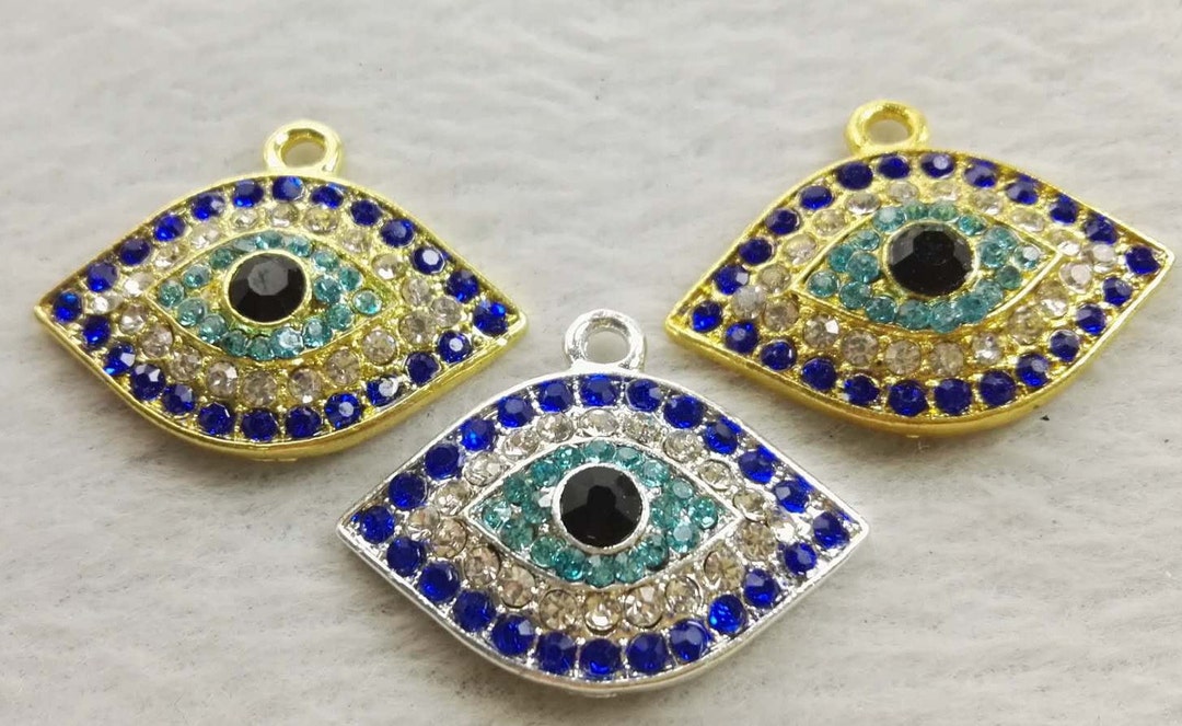 10pcs Rhinestone Evil Eye Pendants , 22x29mm Evil Eye Charms , Evil Eye ...