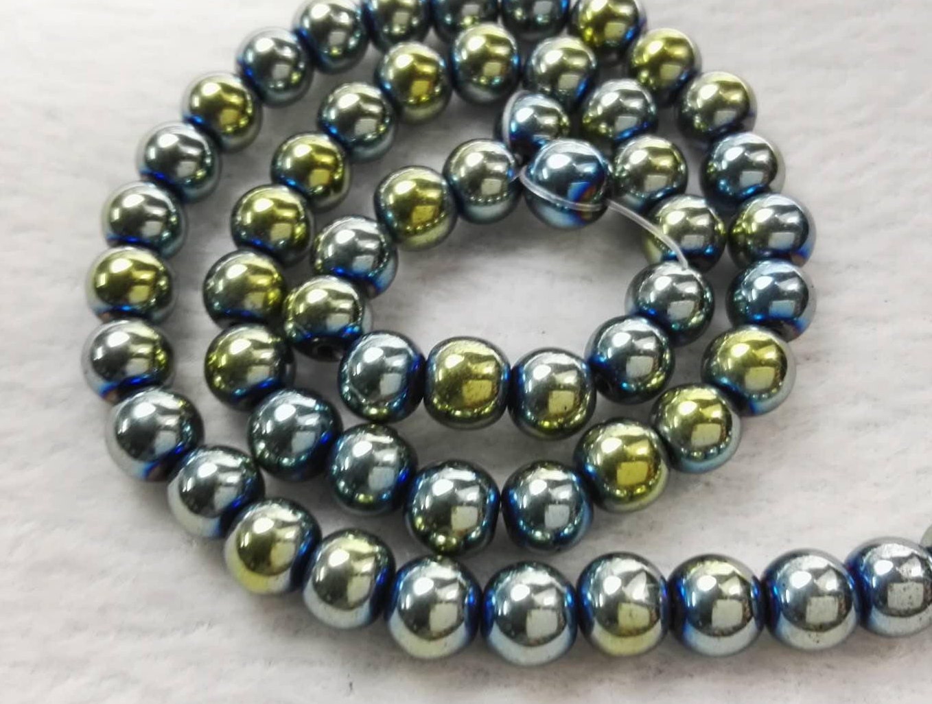 1 Full Strand 6mm 8mm 10mm Aqua Blue Green Hematite Beads ,hematite ...