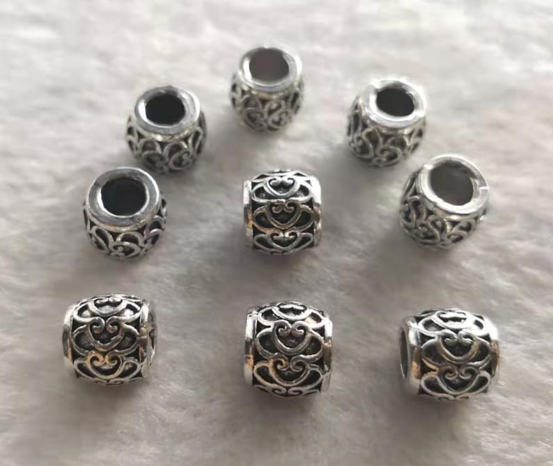 30pcs Large Hole Drum Beads antique Silver Spacer Beads - Etsy
