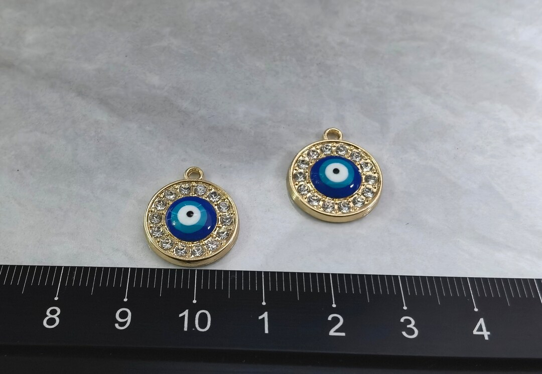 Rhinestone Evil Eye Charms ,15x18mm Round Evil Eye Charm ,lucky Eye ...