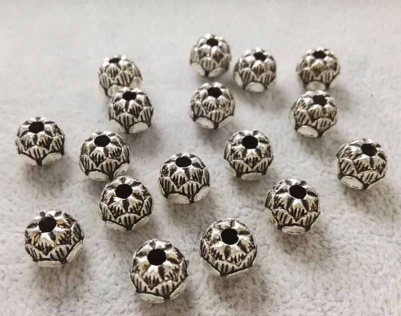30pcs Lotus Flower Beads 10x9mm Lotus Seeds Beads silver - Etsy