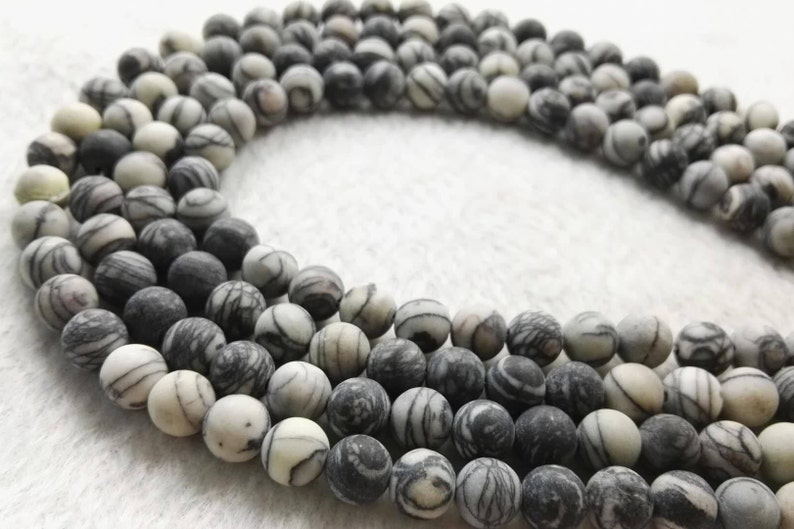 1 Full Strand 6 Mm 8mm 10mm Matte Spider Web Jasper Beads - Etsy