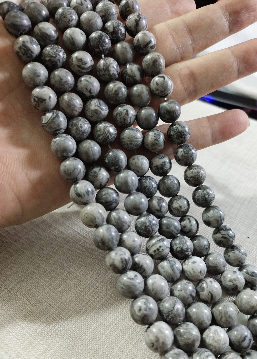 1 Full Strand 6mm 8mm 10mm Natural Map Jasper Beads ,smooth Round Map ...
