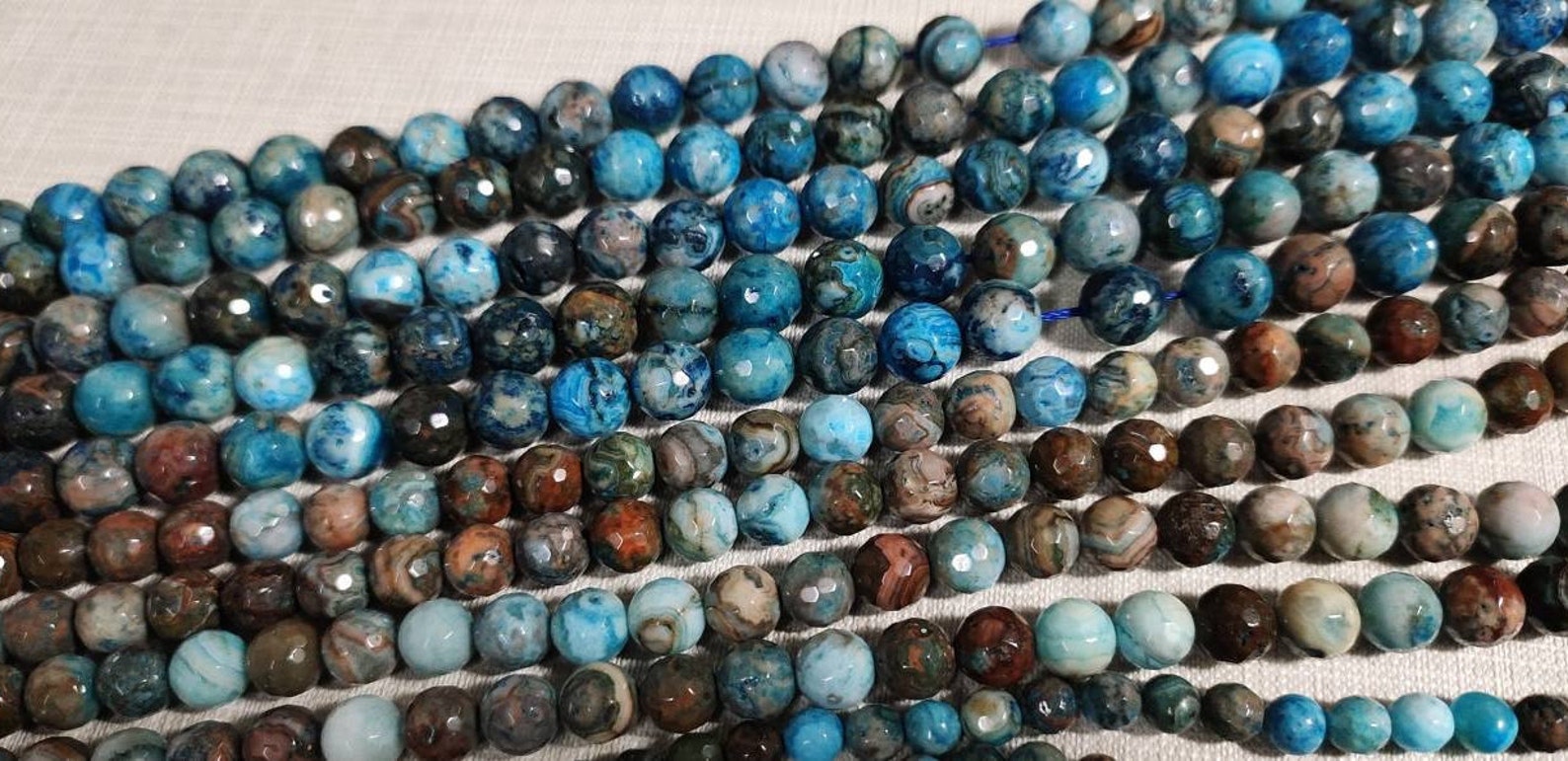 1 Full Strand 6mm 8mm 10mm Blue Crazy Lace Agate Beads ,faceted Round ...