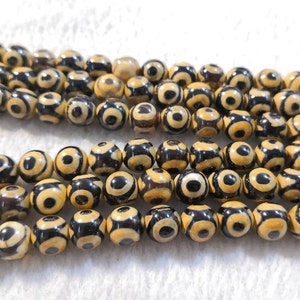 1 Full Strand Tibetan Dzi Beads , Tibetan Agate Beads , Tibetan Round ...