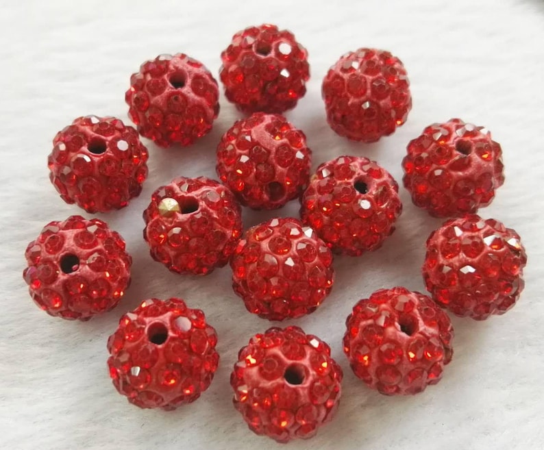 8mm 10mm Red Disco Ball Beads ,micro Pave Crystal,rhinestone Disco ...