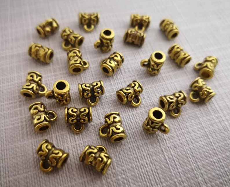 50pcs Tibetan Bail Beadsbail Beads antique Gold Bail Charms - Etsy
