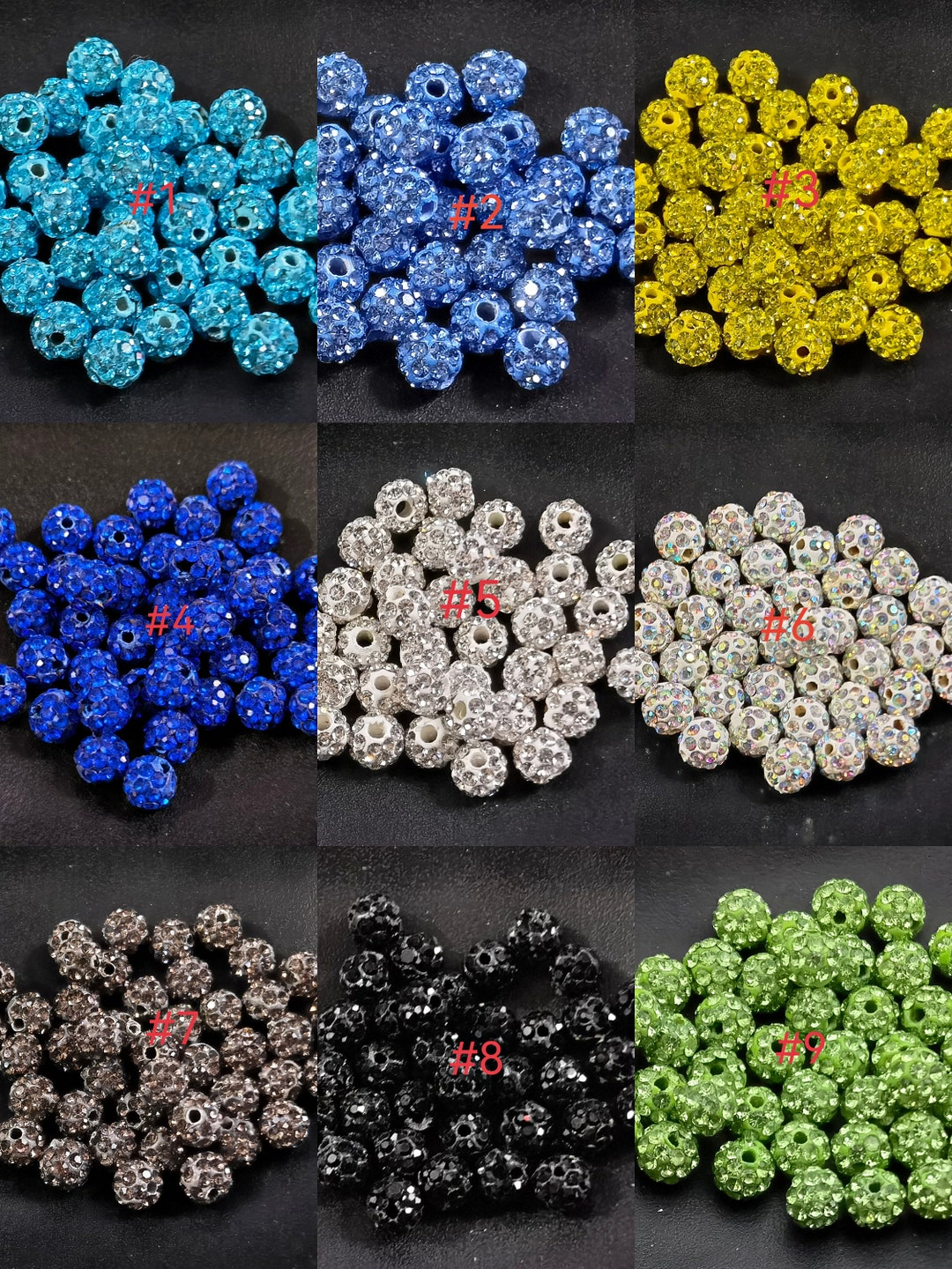 4mm 6mm Crystal Disco Ball Beads ,micro Pave Crystal, 6 Rows Rhinestone ...