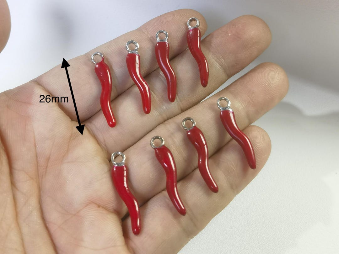 Red Chili Peppers Charm ,rhodium Plated Chili Charms ,26x5x2.8mm Enamel ...