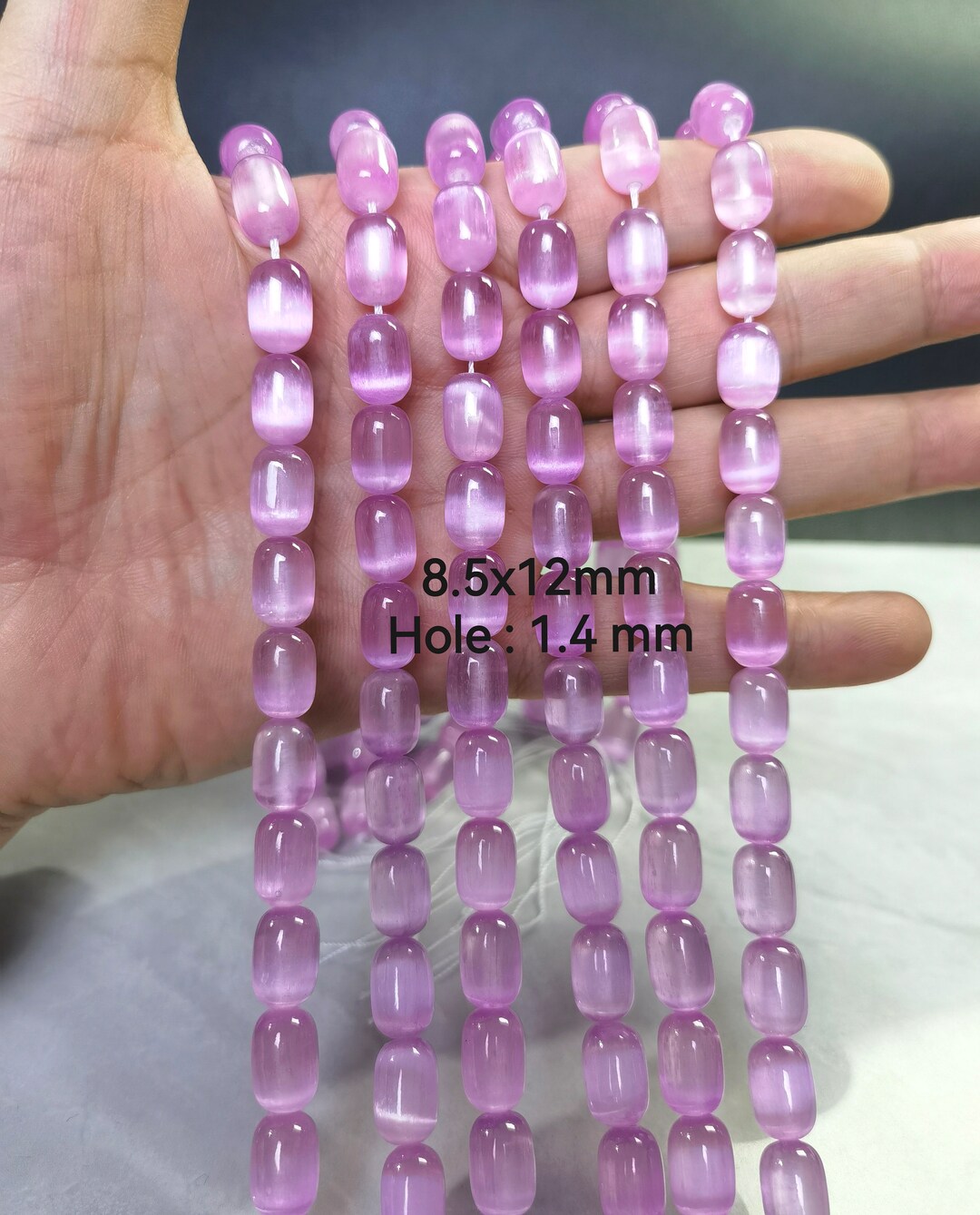 Purple Selenite Drum Barrel Beads ,8.5x12mm Selenite Gemstone Beads ...