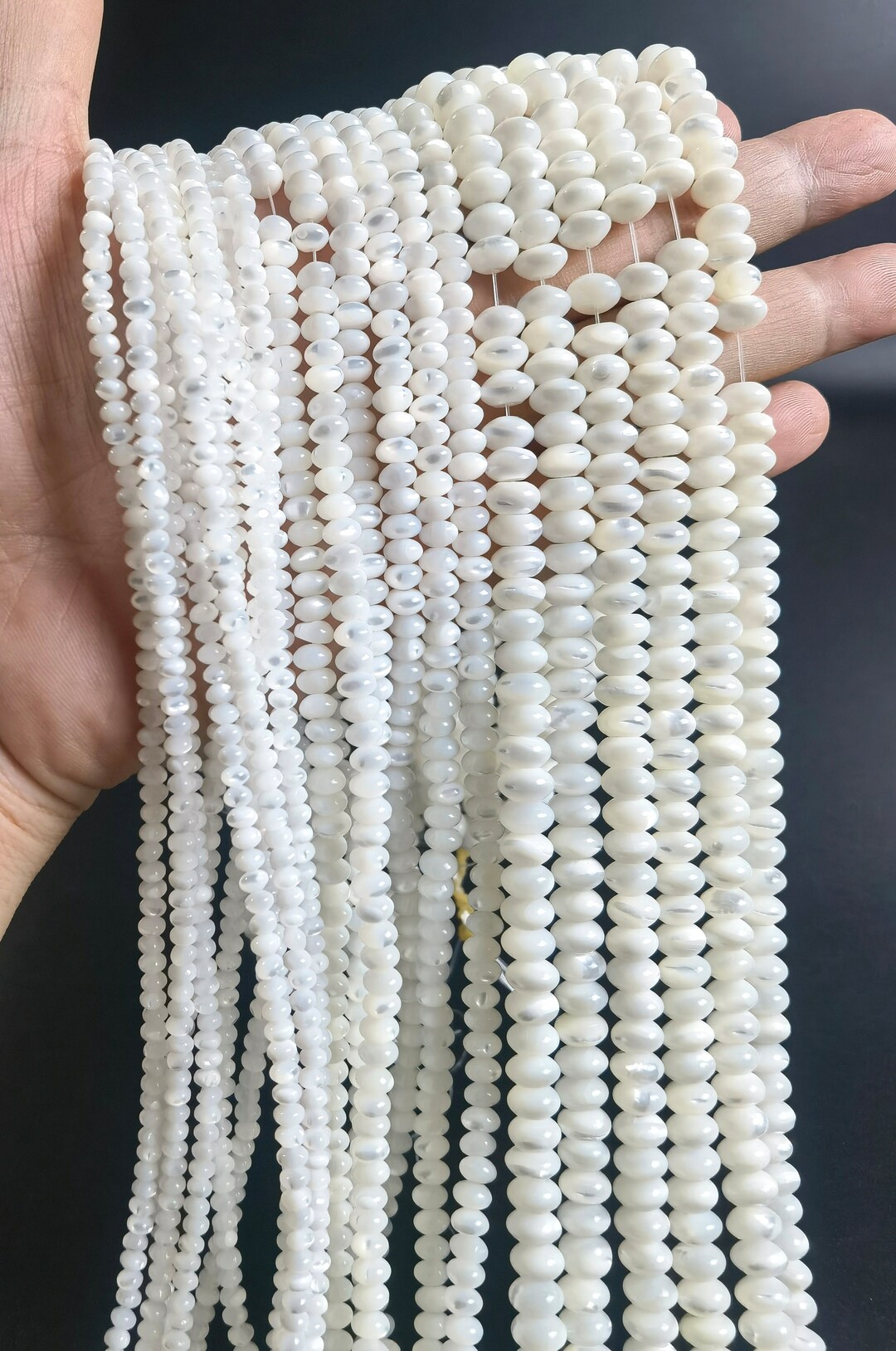 15.5 Inches Strand Mother of Pearl Round Abacus Beads , Mop Rondelle ...