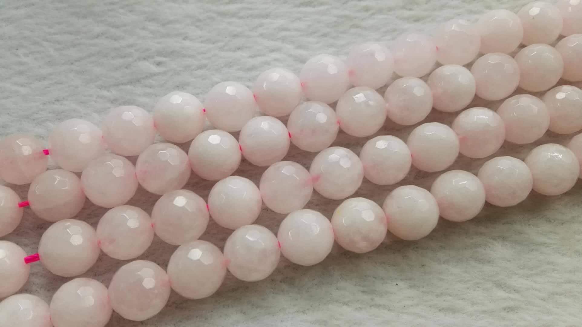 1 Full Strand 6mm 8mm 10mm Pink Quartz Faceted Round Beads | Etsy
