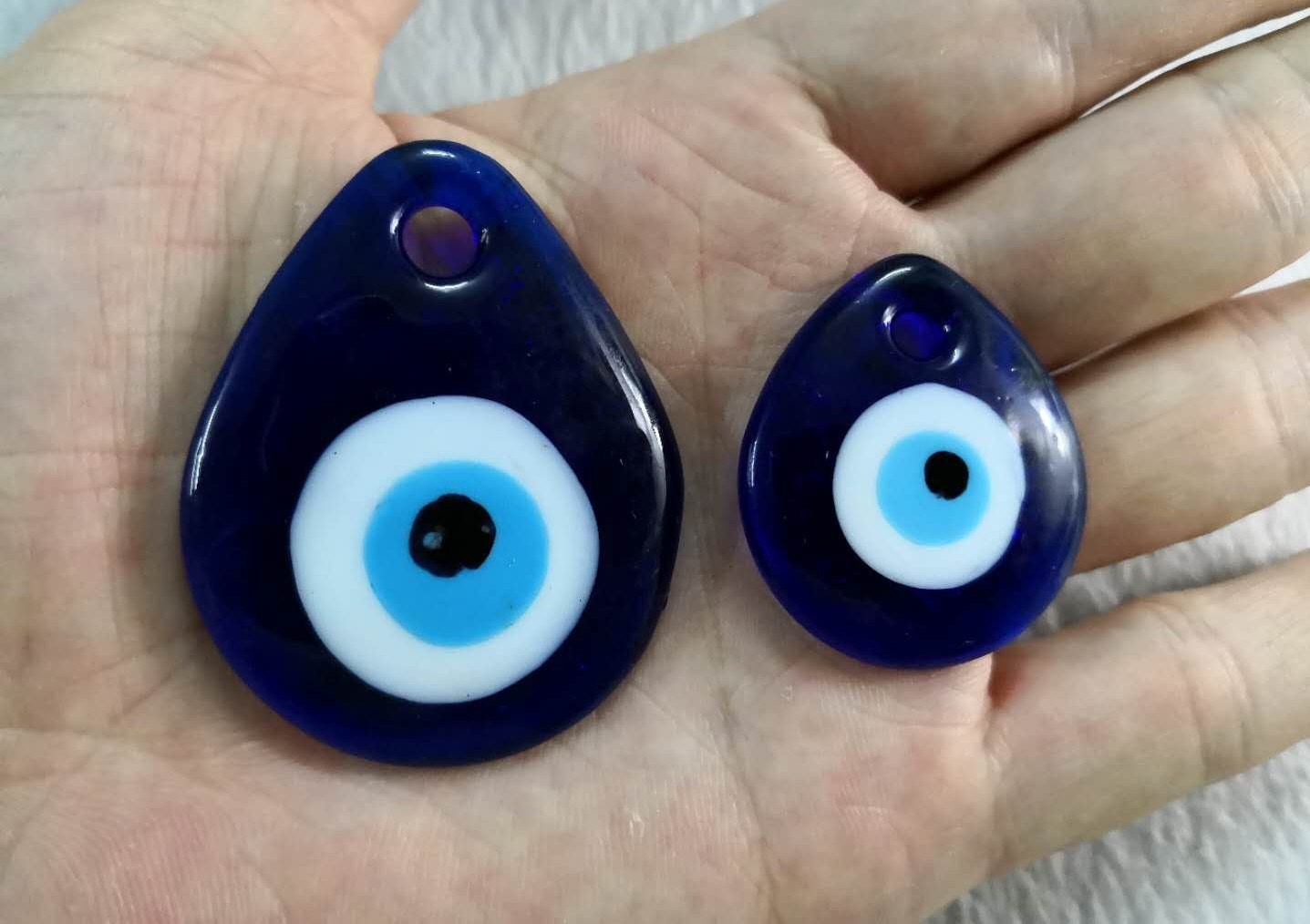 5pcs Water Drop Shape Glass Evil Eye Pendant 30x35mm - Etsy