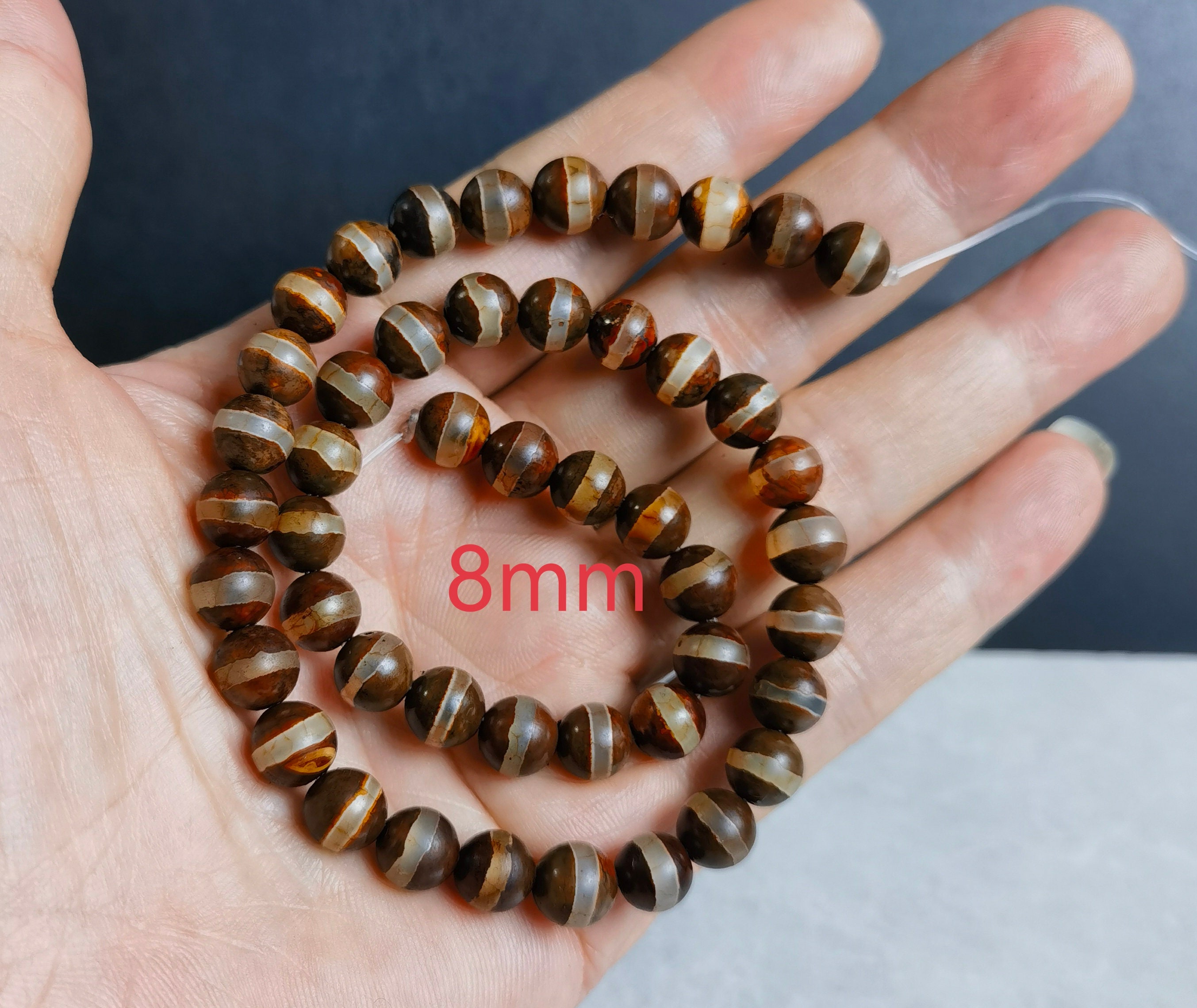 1 Full Strand 8mm 10mm Tibetan Dzi Beads ,tibetan Agate Beads ,tibetan ...