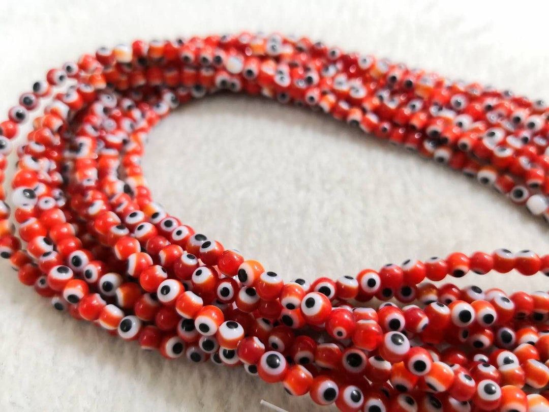Full Strand Red Evil Eye Round Beads , Glass Evil Eye Beads ,4mm 6mm ...
