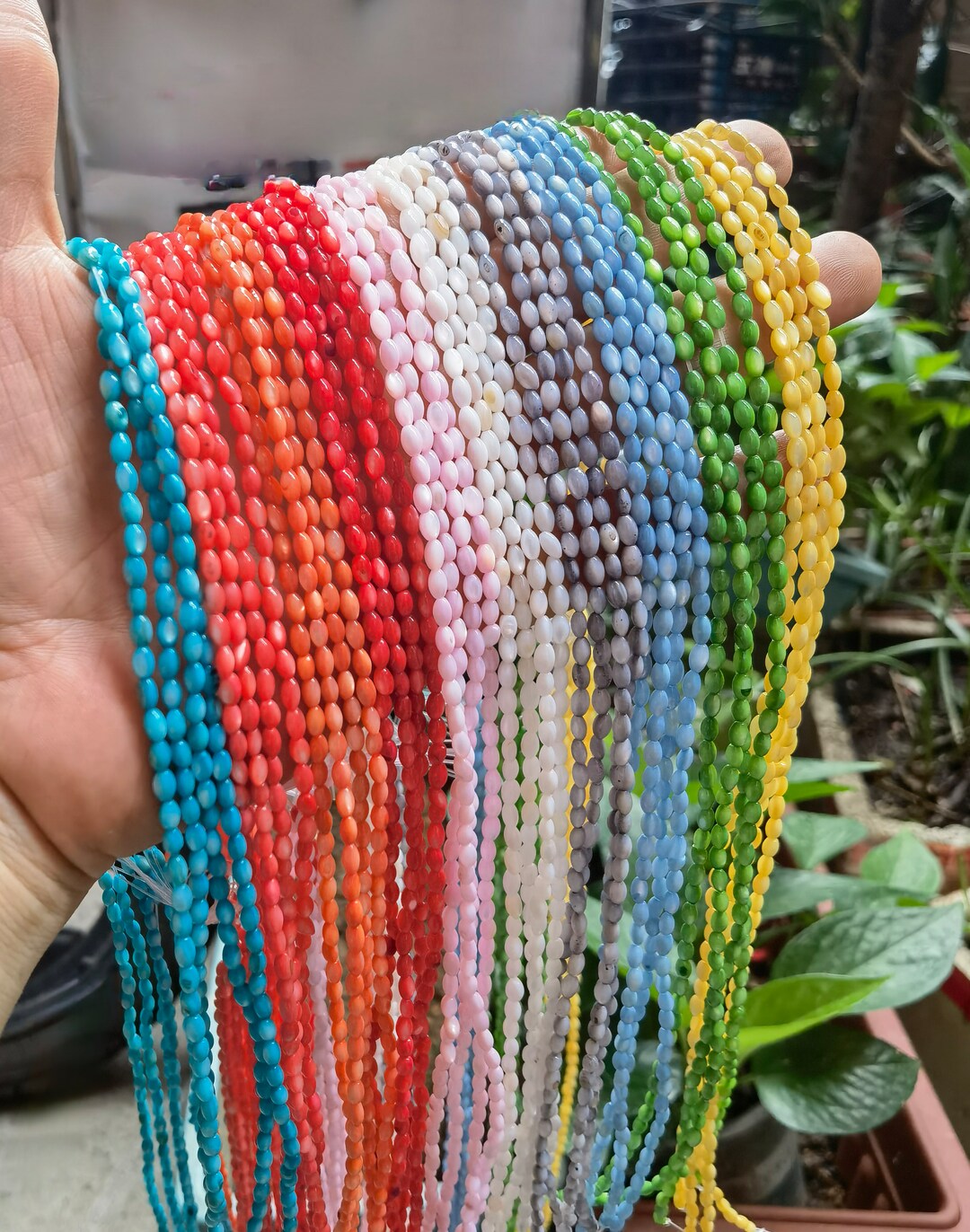 3x5mm Colored MOP Shell Rice Spacer Beads, Dyed Mother of Pearl Mini ...