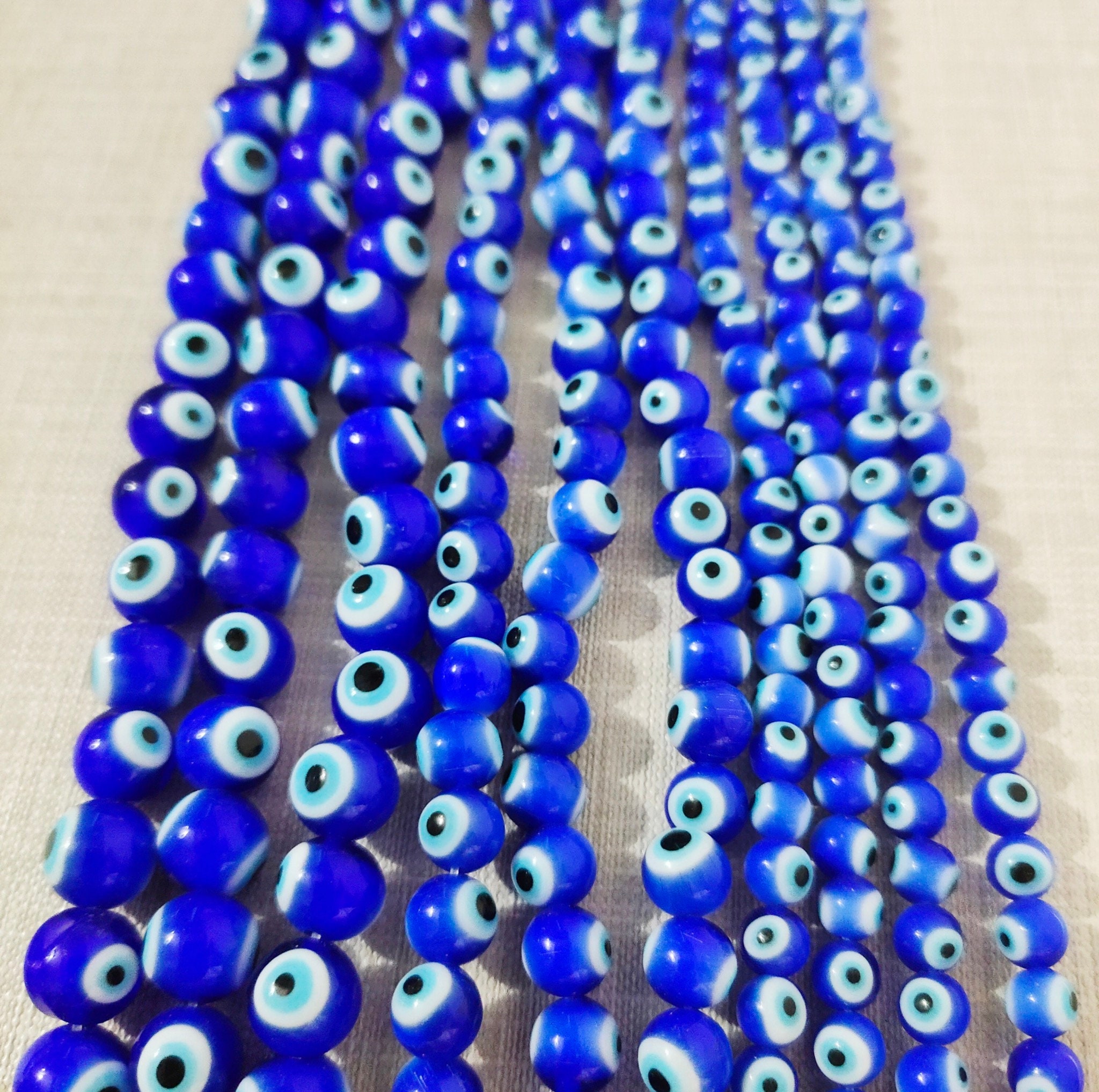 Blue Evil Eye Round Beads Glass Evil Eye Beads 6mm 8mm 10mm | Etsy