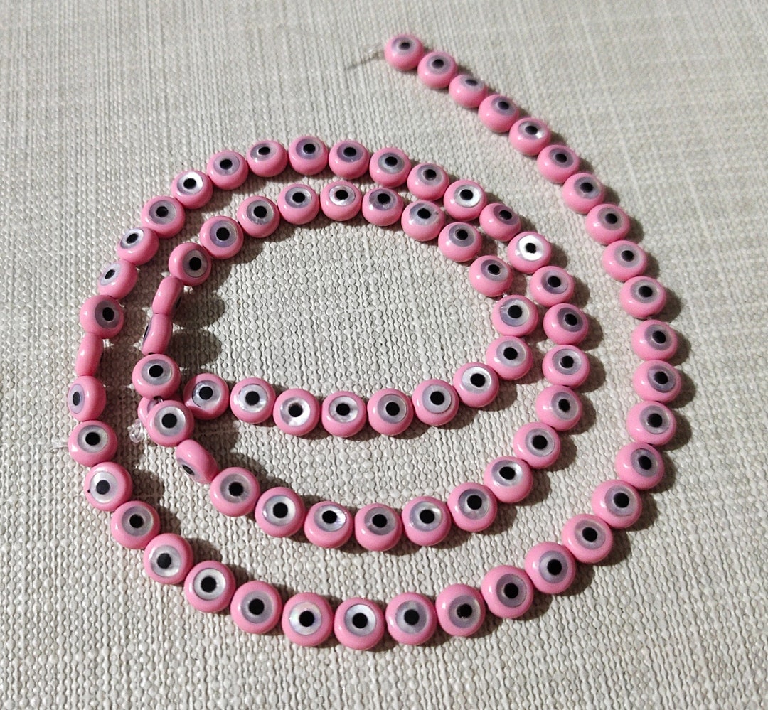 5mm Pink Mother of Pearl Evil Eye Beads ,5 - 100 Pcs Evil Eye Beads ...