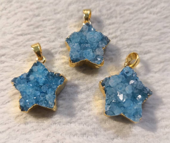 1 Pc 21x24mm Natural Druzy Agate Pendants Blue Druzy Agate - Etsy