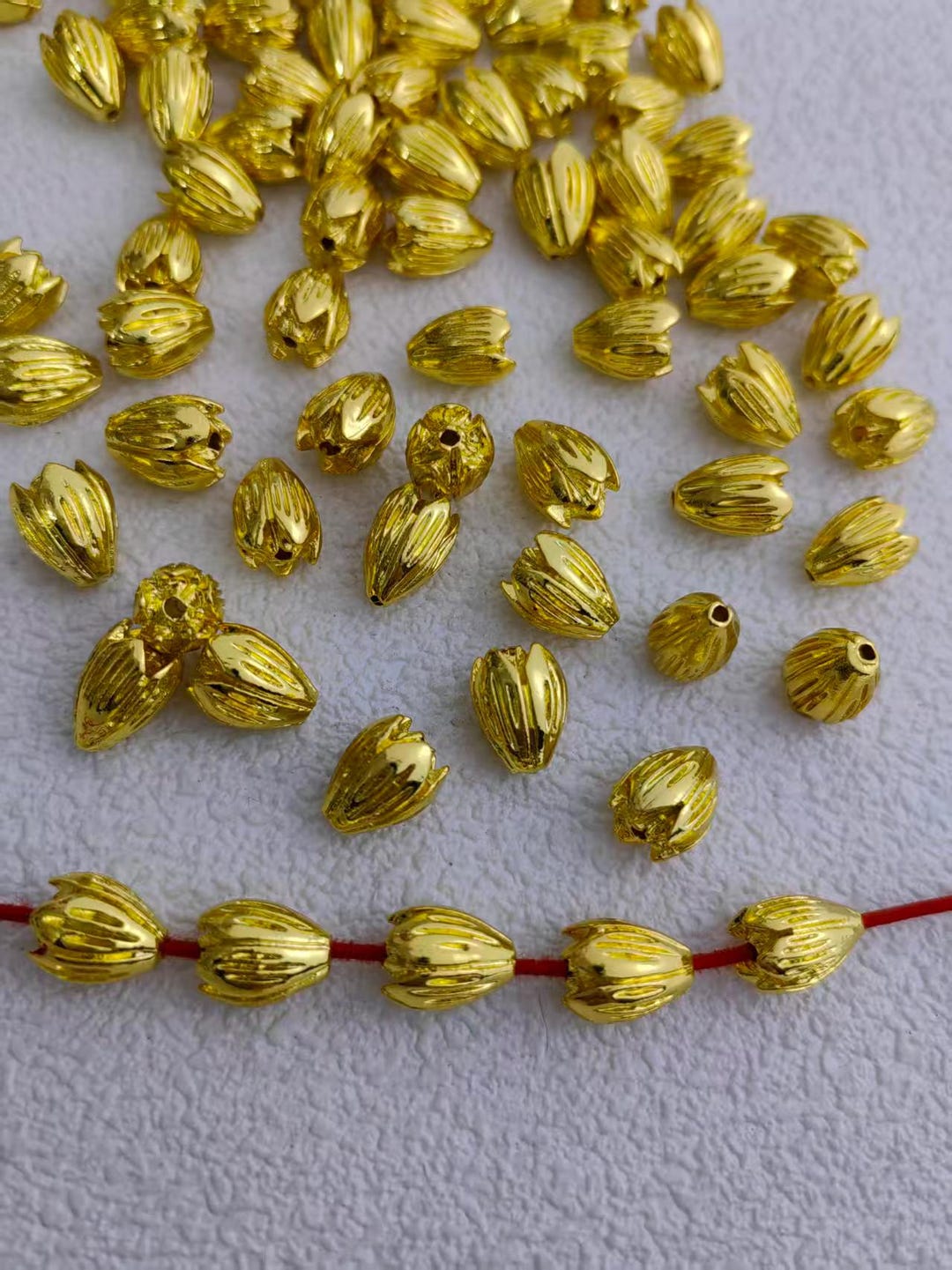 8x11mm Hawaiian Pikake Beads, Gold Flower Bead ,carved Jasmine Flower ...