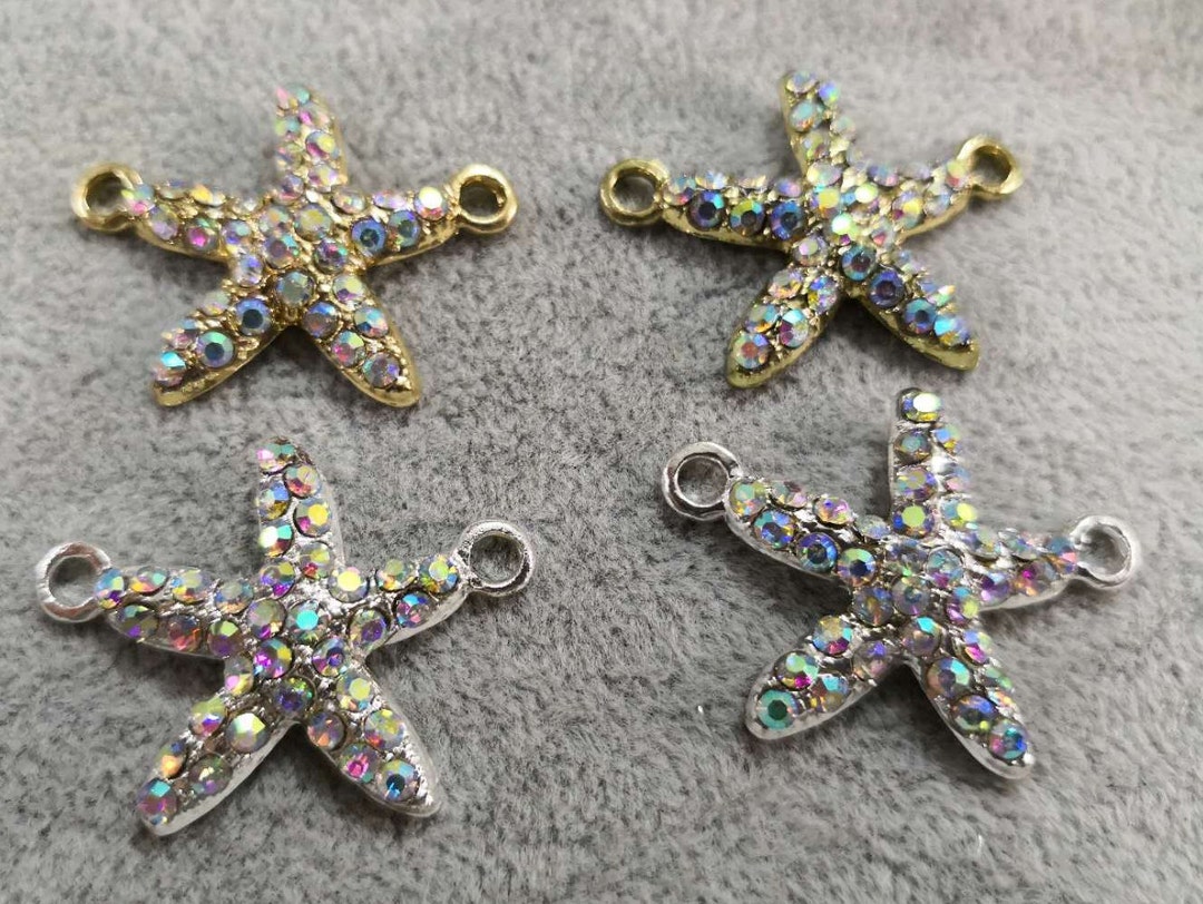10 Pcs Rhinestone Starfish Connector , 23x31mm Starfish Connector ...