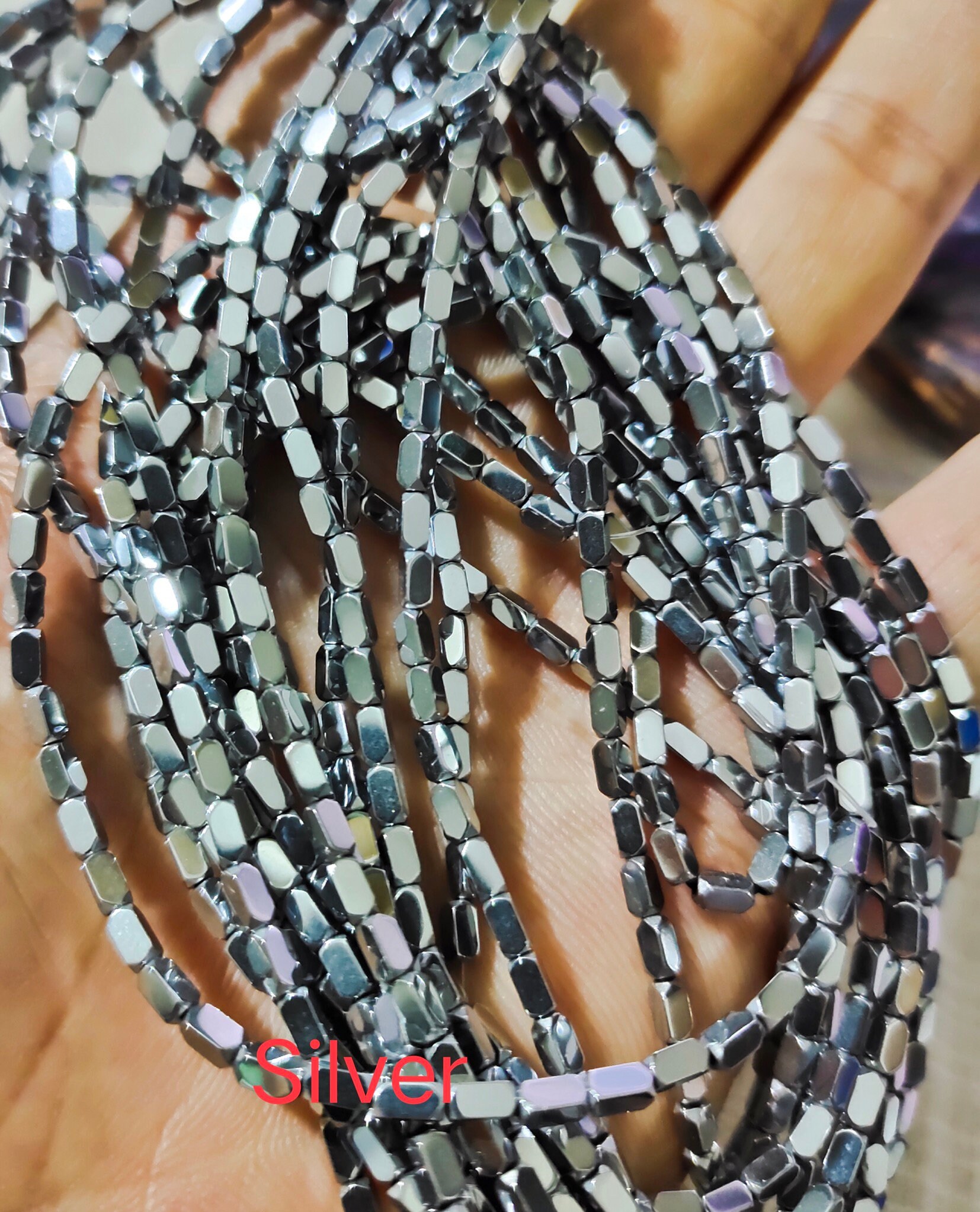 Full Strand Rectangular Faceted Cube Hematite Beads ,2x4mm Hematite ...