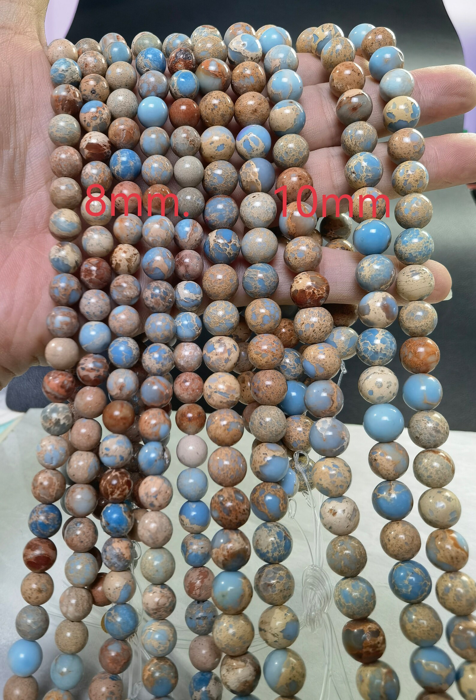 6mm 8mm 10mm Natural Sea Sediment Jasper Beads , Gemstone Spacer Beads ...