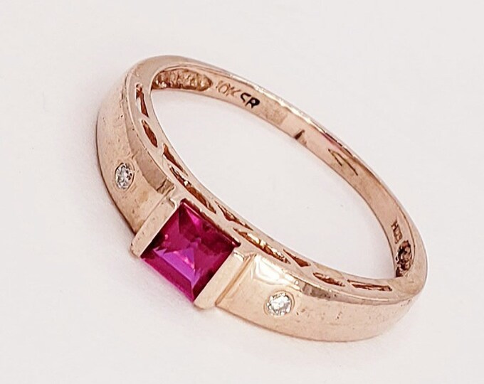 Wonderful Vintage RUBY & DIAMOND 10k Rose Gold Mid Century Modern ...