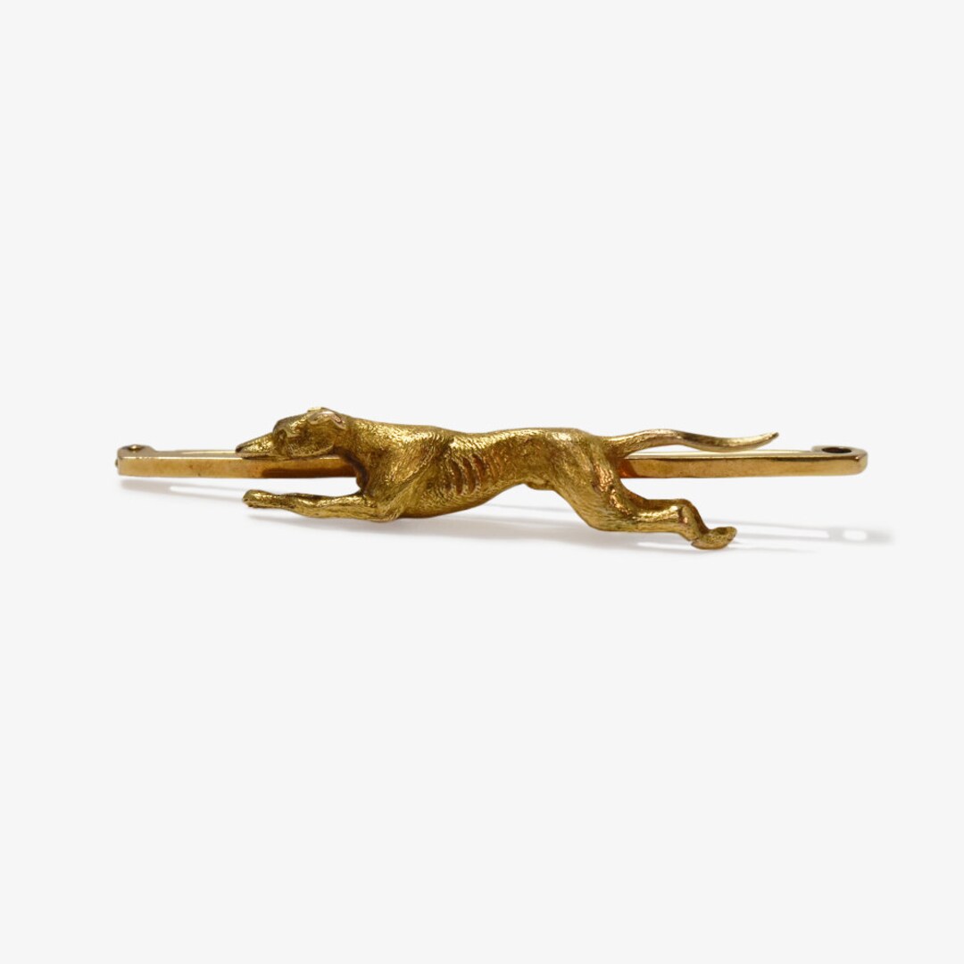 Yellow Gold Victorian Greyhound Bar Brooch - Etsy