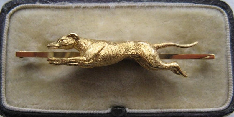Yellow Gold Victorian Greyhound Bar Brooch - Etsy
