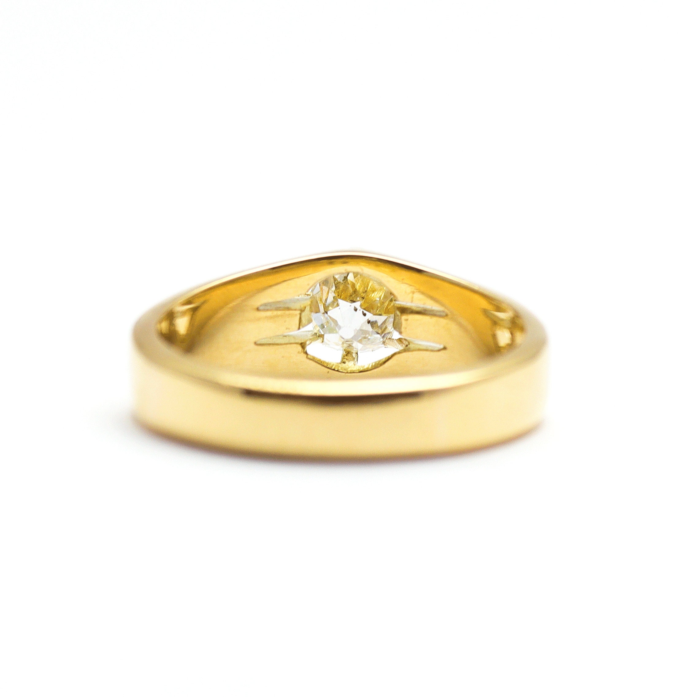 Edwardian 18ct Yellow Gold Gentleman's Diamond Belcher Ring - Etsy