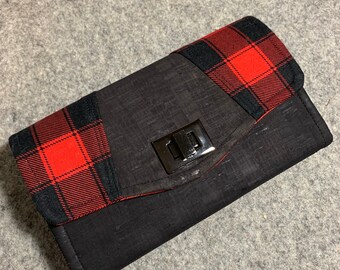 Red and Black Plaid Wallet - Etsy