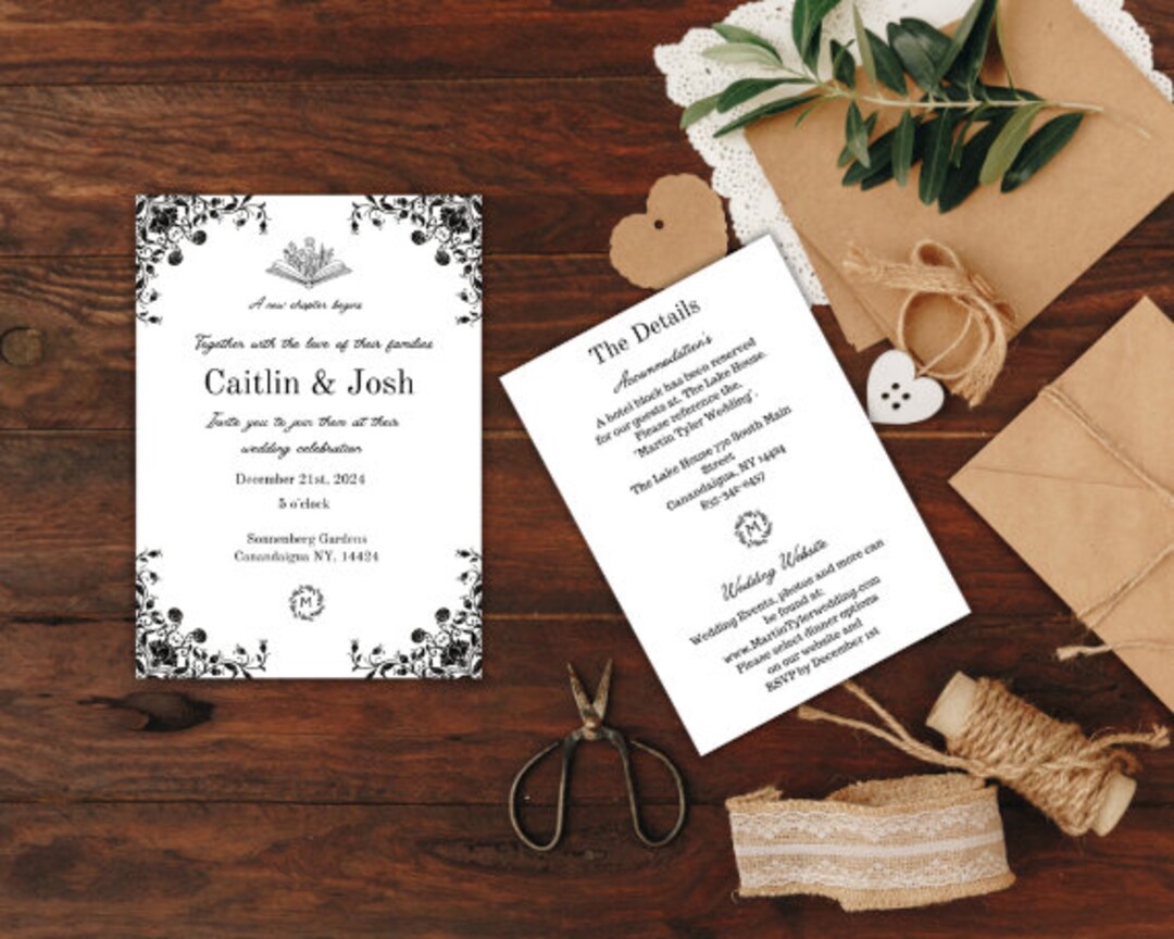 Book Themed Wedding Invitation, A New Chapter Begins Wedding Invitation ...