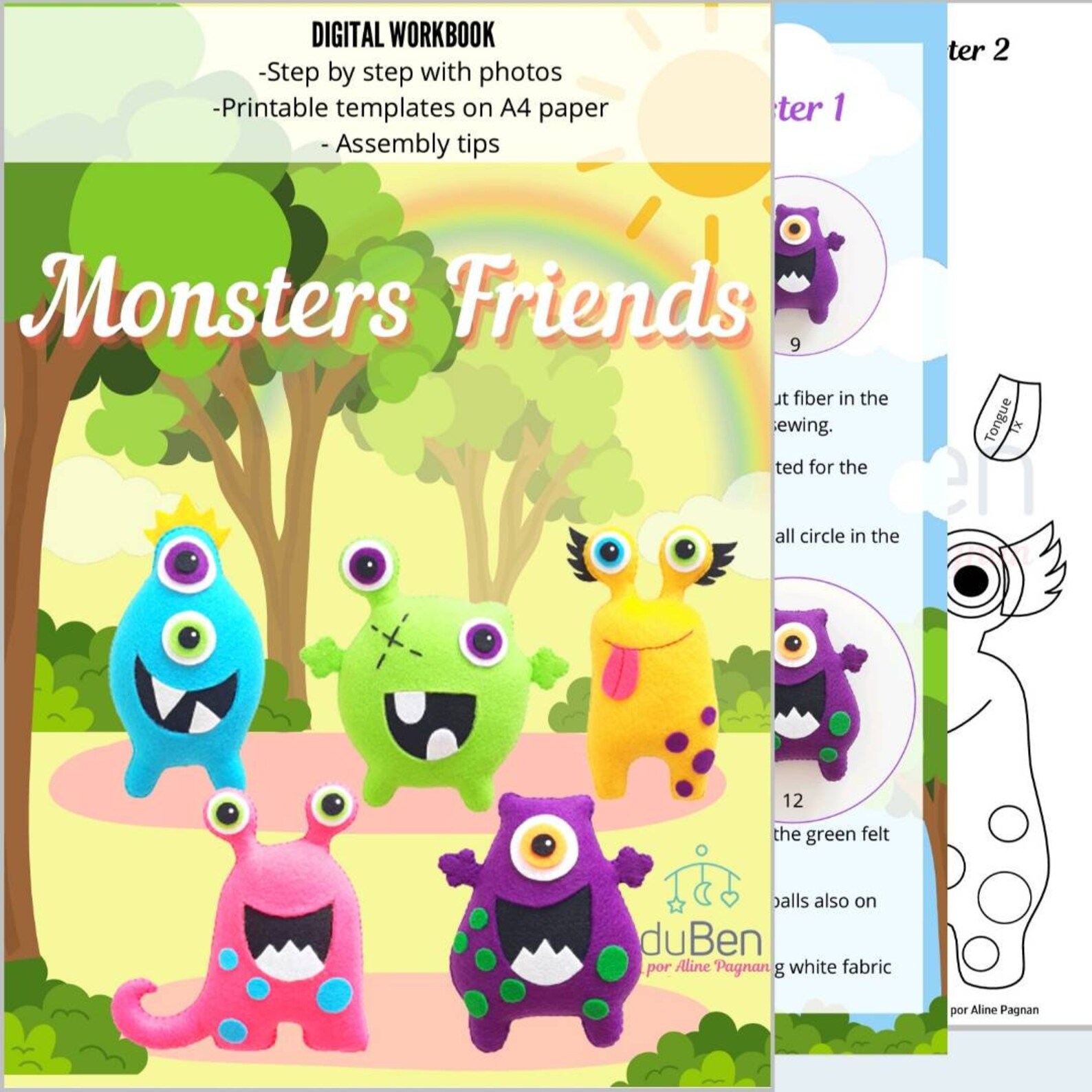 PDF Pattern/ Felt Pattern/little Monsters/ Felt Monsters Friends/ DIY ...
