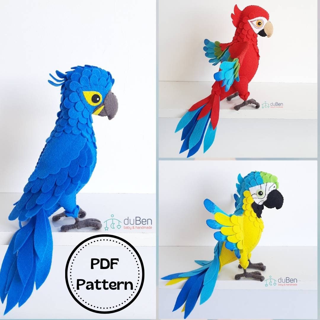 PDF Pattern/felt Pattern/ Brazilian Macaws / Felt Macaws Pattern/ Birds ...