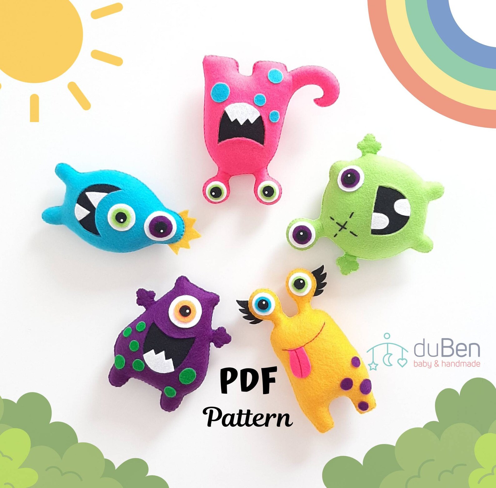 PDF Pattern/ Felt Pattern/little Monsters/ Felt Monsters Friends/ DIY ...