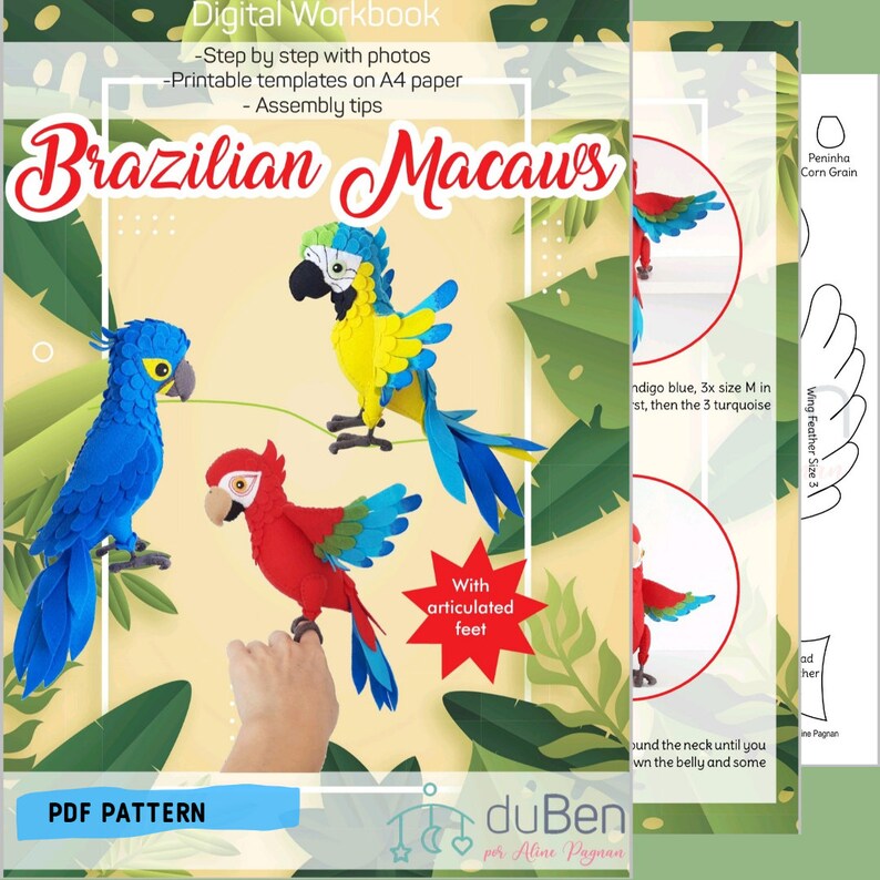 PDF Pattern/felt Pattern/ Brazilian Macaws / Felt Macaws - Etsy