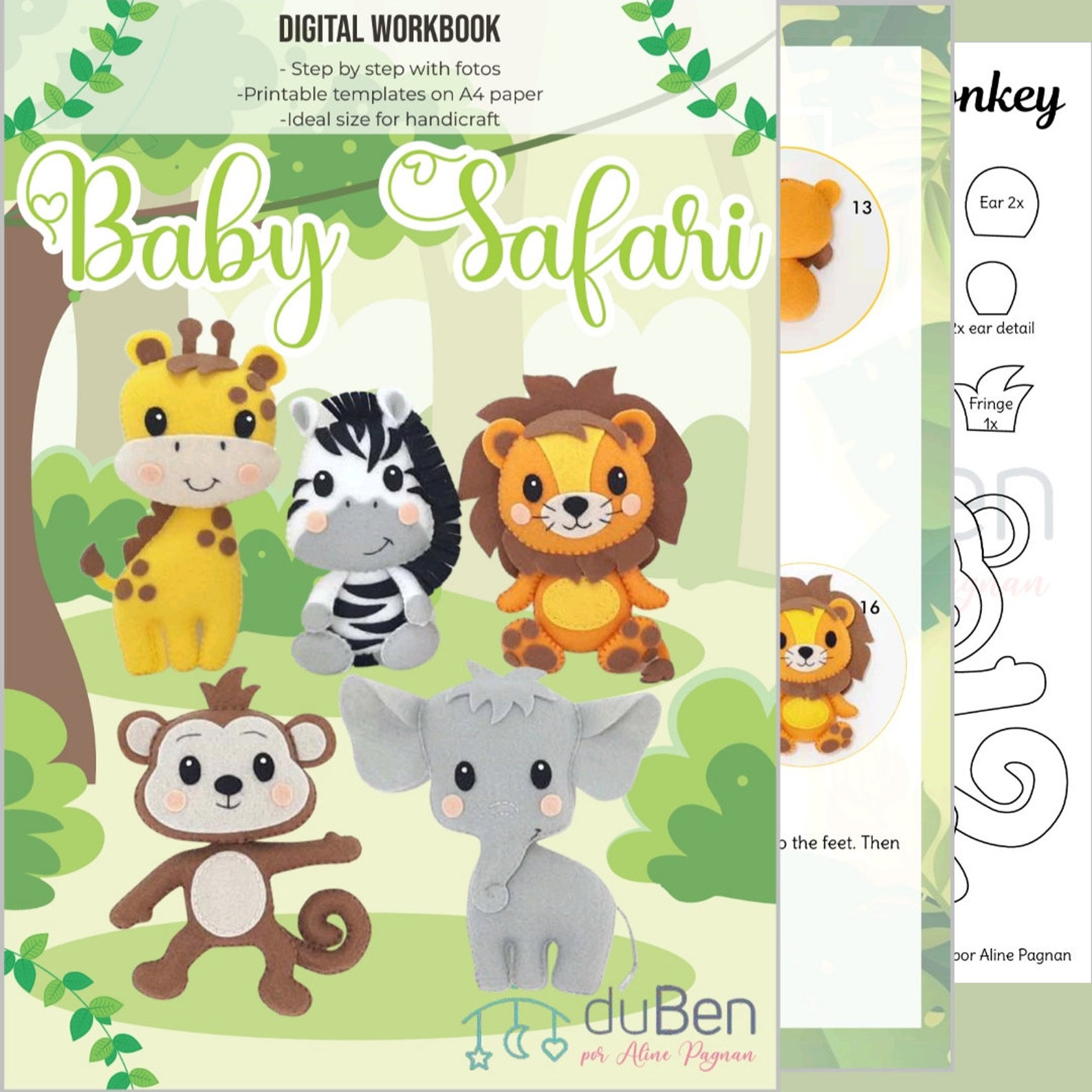 PDF Pattern/ Felt Pattern/baby Safari/ Felt Baby Safari/ DIY Baby ...