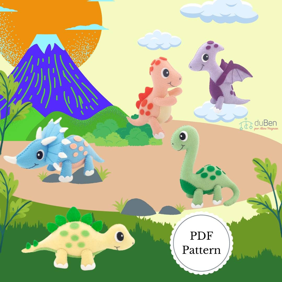 PDF Pattern/ Felt Pattern/felt Dinosaur/ Felt Baby Dino/ DIY Dino/ Baby Dinosaur Pattern ...