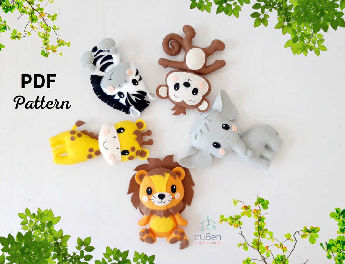 PDF Pattern/ Felt Pattern/baby Safari/ Felt Baby Safari/ DIY Baby ...