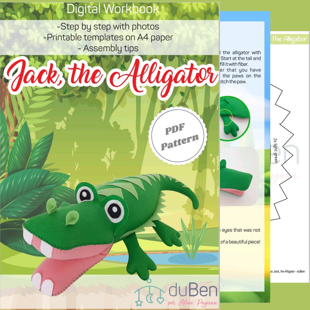 PDF Pattern/felt Pattern/ Felt Sewing Alligator/ Felt Alligator Pattern ...