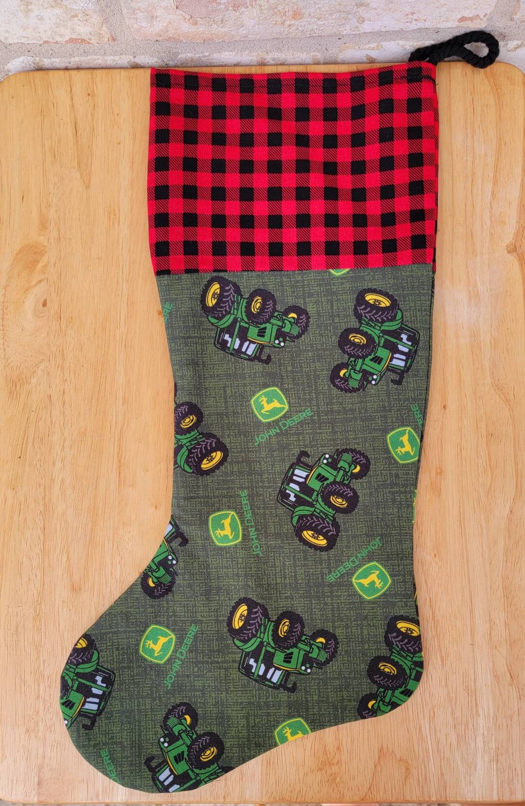 John Deere Green Red Buffalo Plaid Holiday Merry Christmas Stocking ...