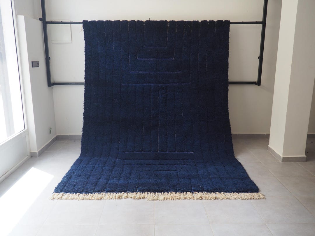 Handmade Moroccan Berber Rug: Blue Navy Wool Carpet - Etsy