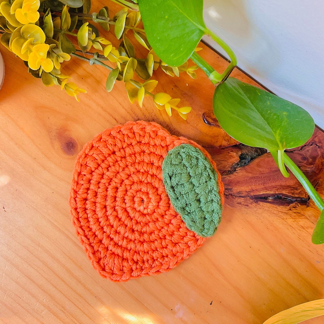 Peach Coaster Crochet Peach Coaster Fruit Coaster Crochet Cute Coaster ...