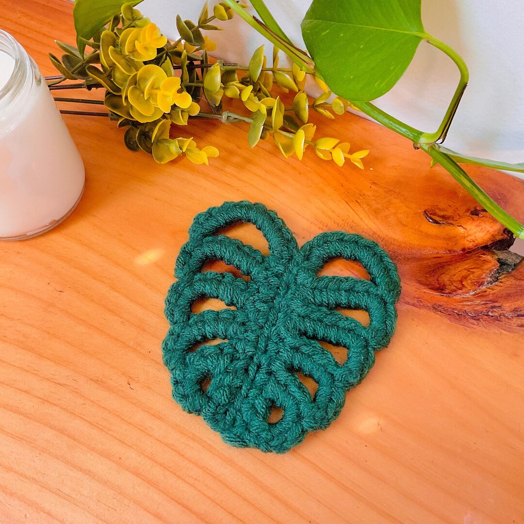 Monstera Leaf Coaster Lead Coaster Plant Coaster Crochet Plant Cute ...